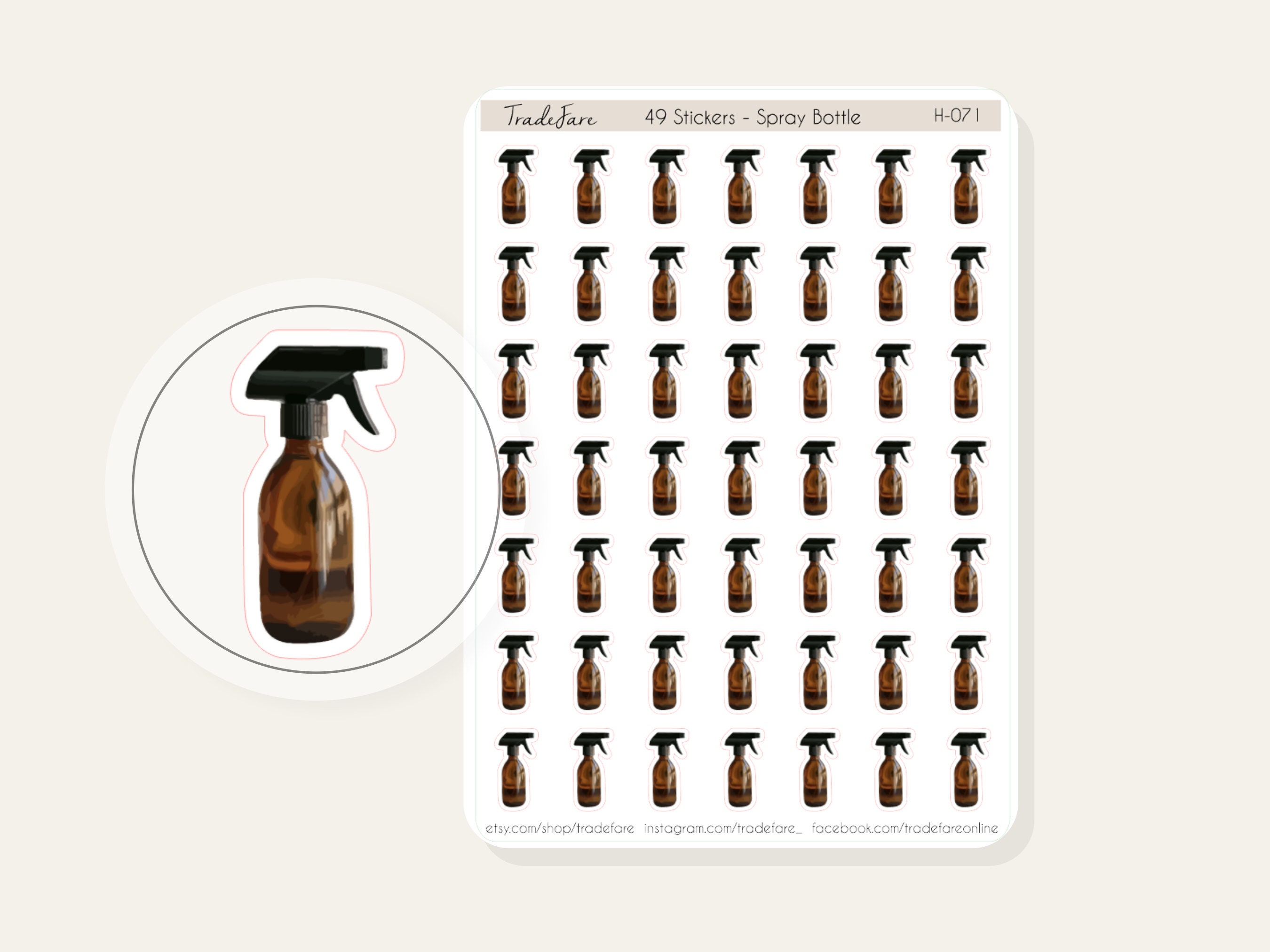 Amber Glass Spray Bottle Stickers for Planner, Spray Bottle Labels ...