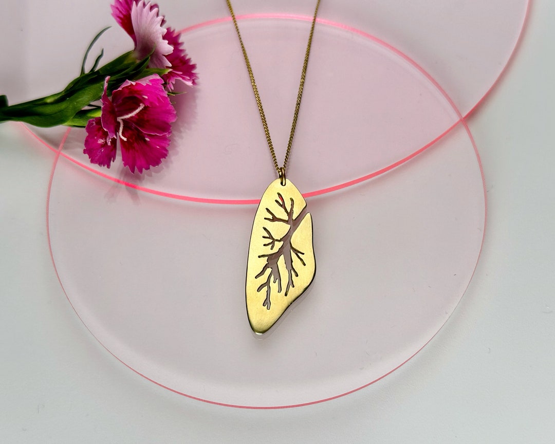 Handmade Brass Lung Pendant Necklace With Silver and Gold Options ...