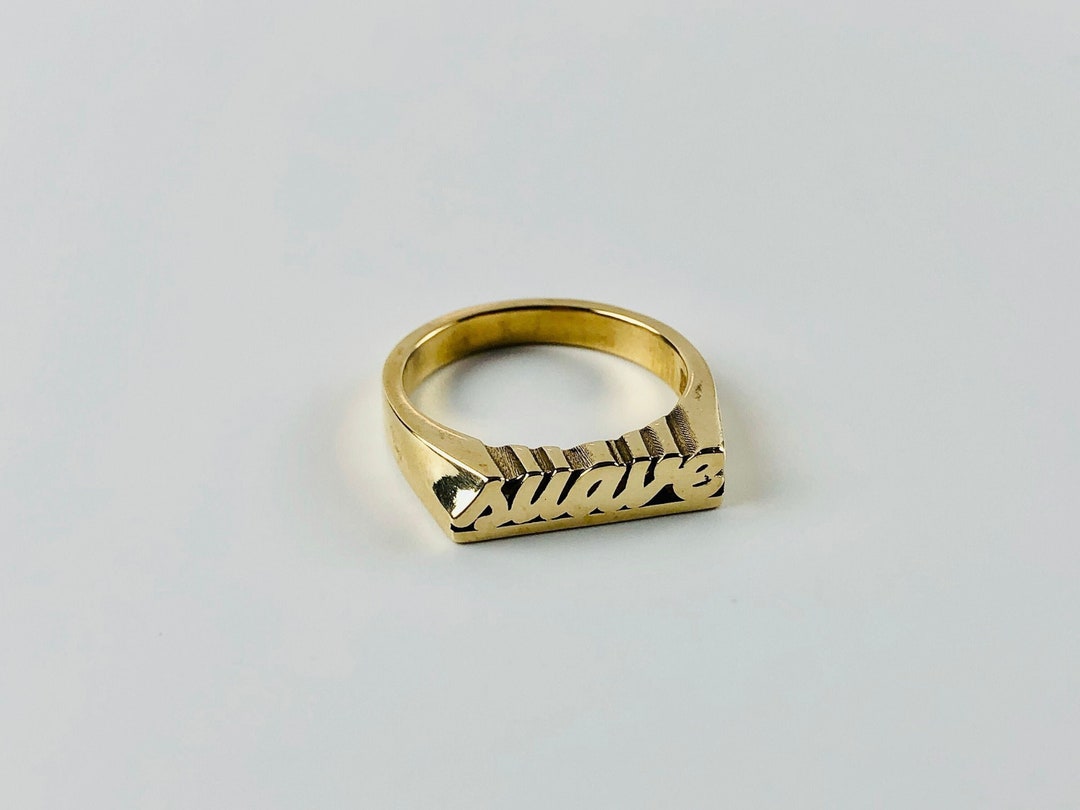 Suave Nameplate Ring, Latina Chicana Jewelry, Brass, Silver, Gold - Etsy