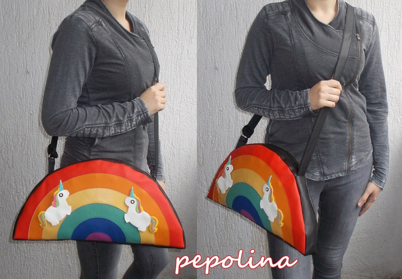 Cute Rainbow Shoulder Bag with Unicorns - Etsy