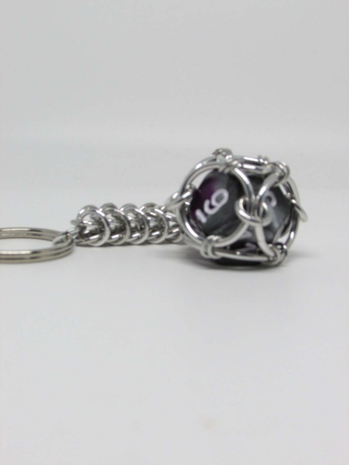 D12 Purple Aluminum Key Chain Gamer Gift Dice Key Chain Chain Mail ...