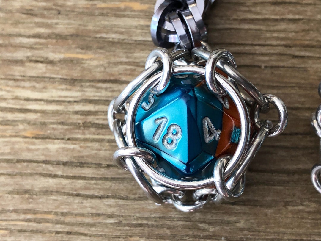 D20 Blue and Orange Dice | Aluminum Key Chain | Gamer Gift | Dice Key ...
