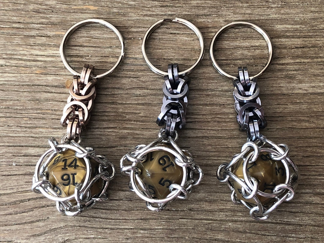 D20 Gold Dice | Aluminum Key Chain | Gamer Gift | Dice Key Chain ...