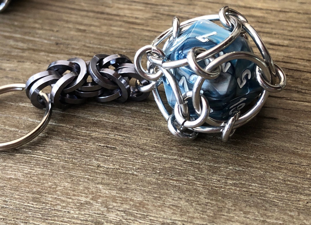 D20 Blue Marble Dice | Aluminum Key Chain | Gamer Gift | Dice Key Chain ...