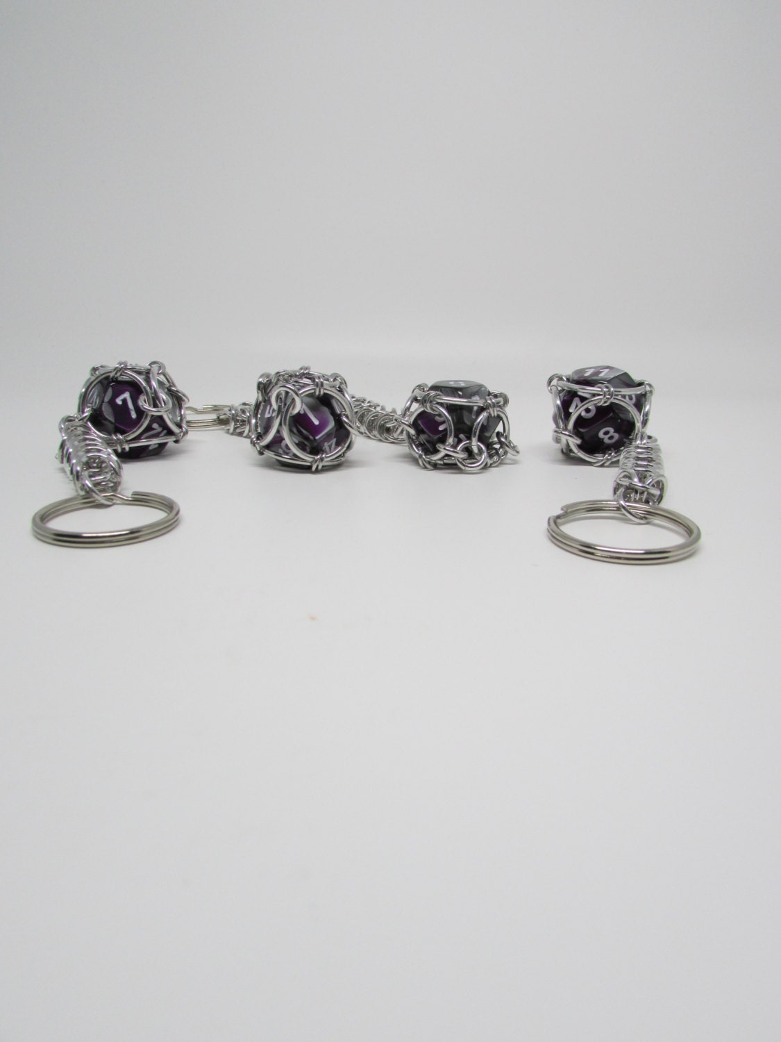 D12 Purple Aluminum Key Chain Gamer Gift Dice Key Chain Chain Mail ...