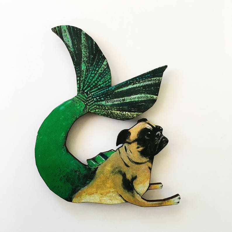Mermaid Pug Magnet, High Quality Dog Refrigerator Magnets Fridge ...