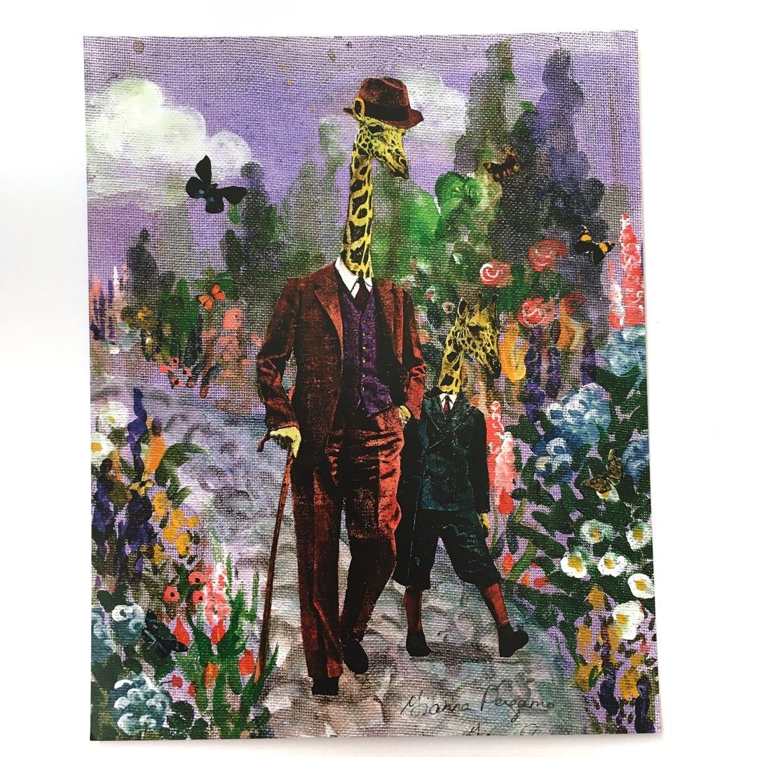 Giraffe Art Print, 8x10 Retro Giraffe Wall Art, Father and Son Gifts ...