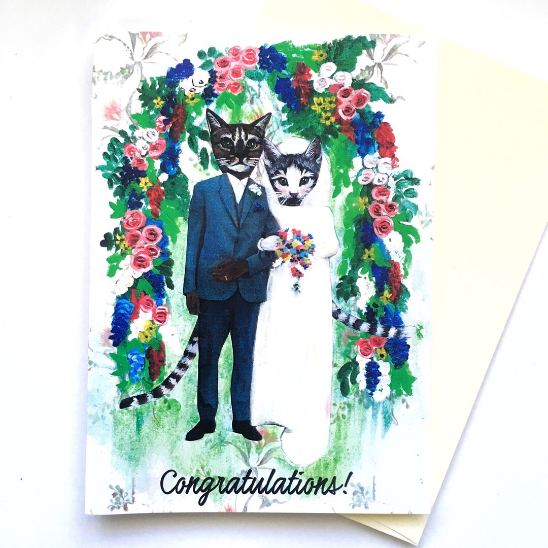 Cats Wedding Card, Cat Marriage, Congratulations Cards, Cat Lovers ...