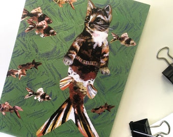 Mermaid Cat Art Print 8x10 Mer-cat Illustration Weird - Etsy