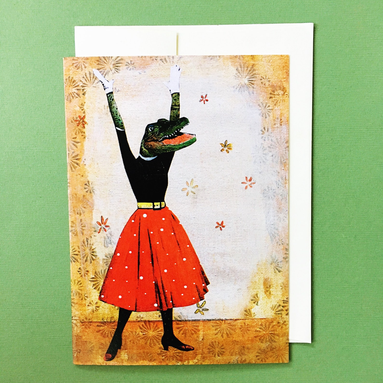 Alligator Card Retro Florida Blank Cards Congratulations - Etsy