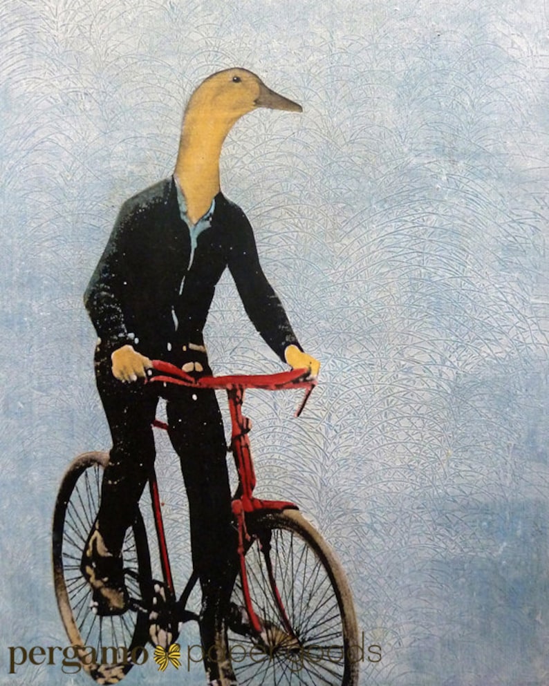 Bike Art Print 8x10 Duck on Bicycle Wall Art Hipster Decor - Etsy