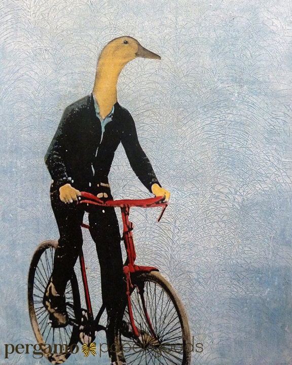 Bike Art Print 8x10 Duck on Bicycle Wall Art Hipster Decor - Etsy
