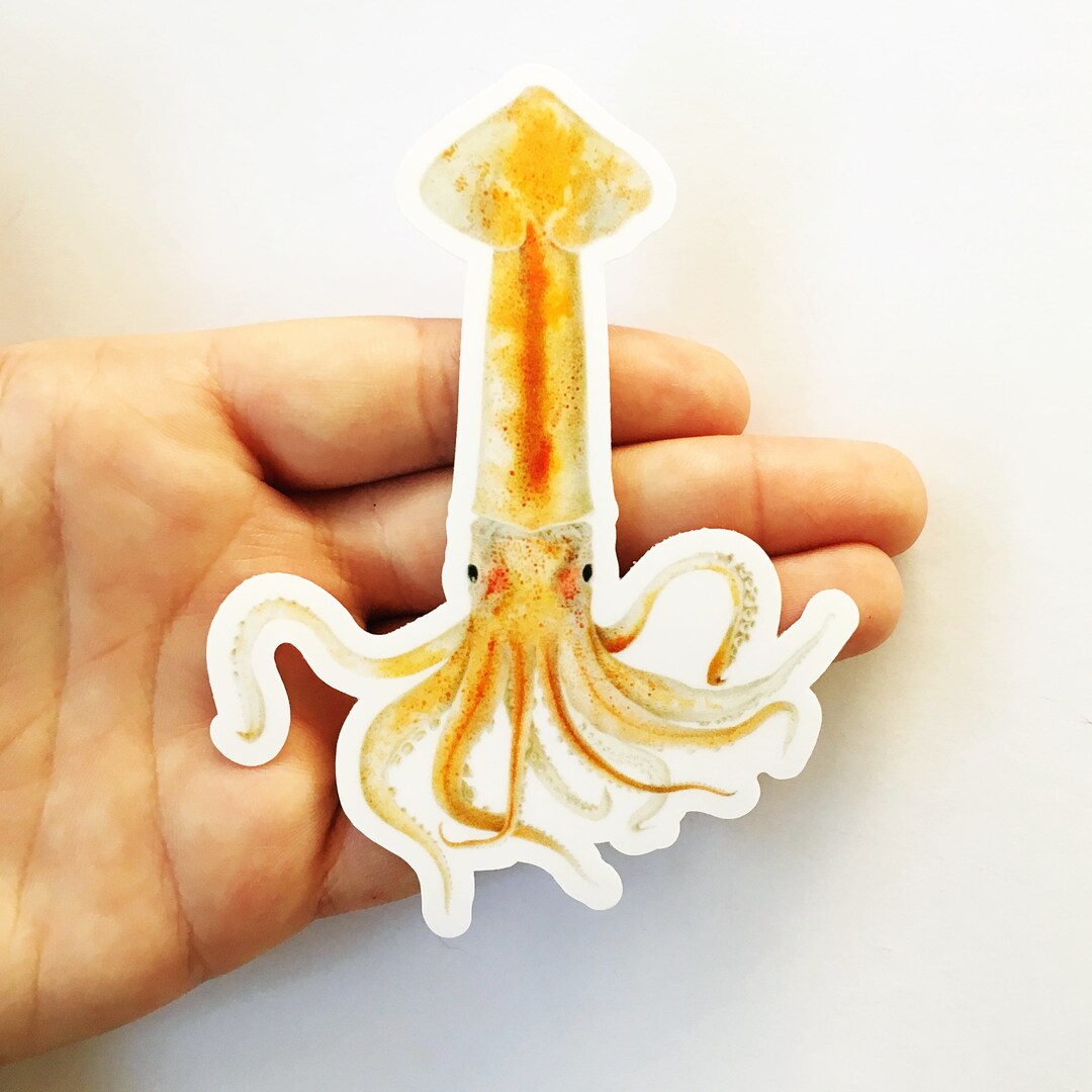 Squid Sticker, Octopus Vinyl Stickers, Weird Vintage Laptop Sticker ...