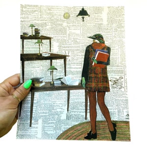 Vintage Bird Art Print, Kitschy Retro Fashion Housewarming Gift, Weird ...