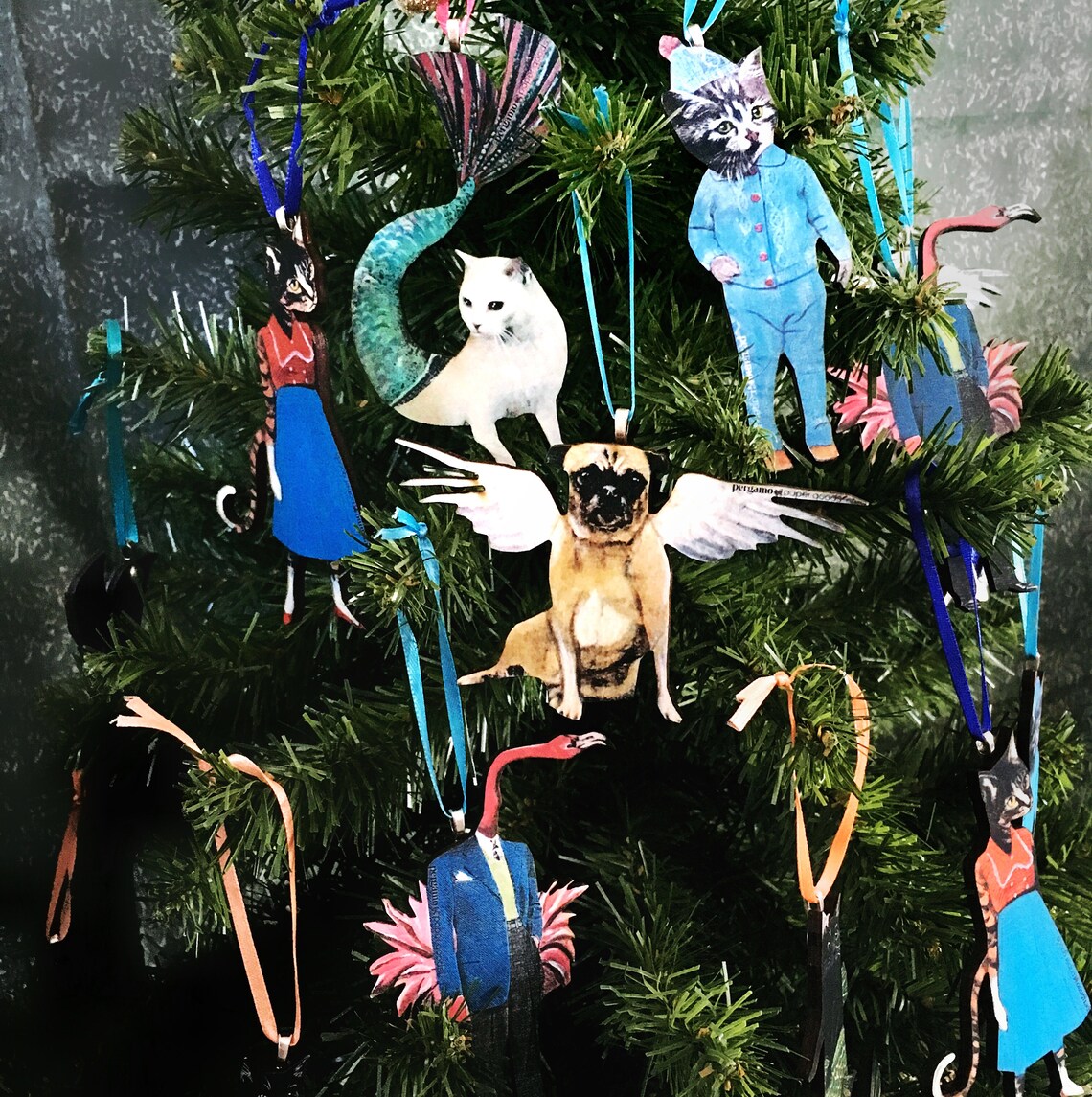 Pug Holiday Ornament Angel Pug Ornaments Angel Dog Christmas | Etsy