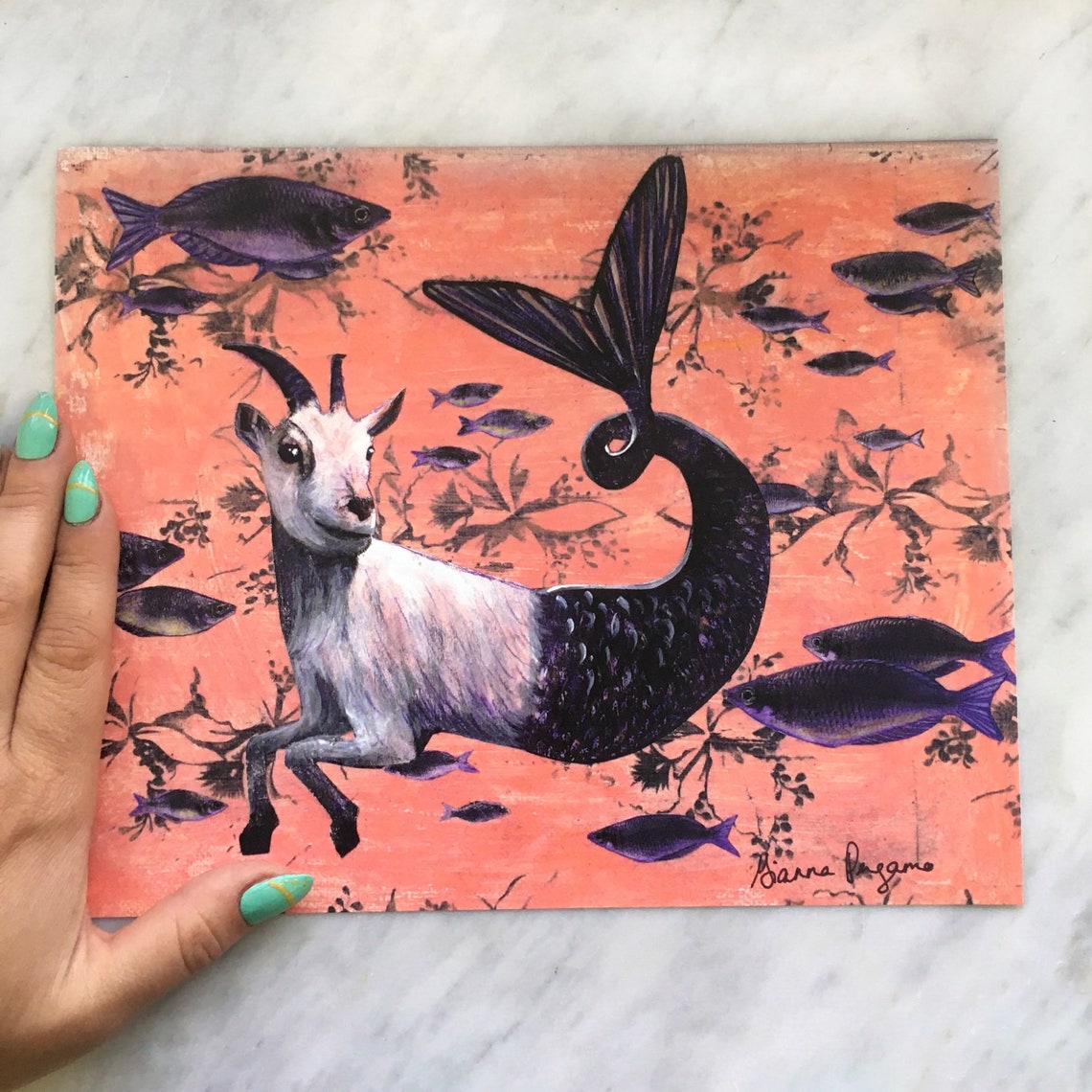 Capricorn Zodiac Art Print, 8"x10" Mermaid Goat, Weird Mermaid Art ...