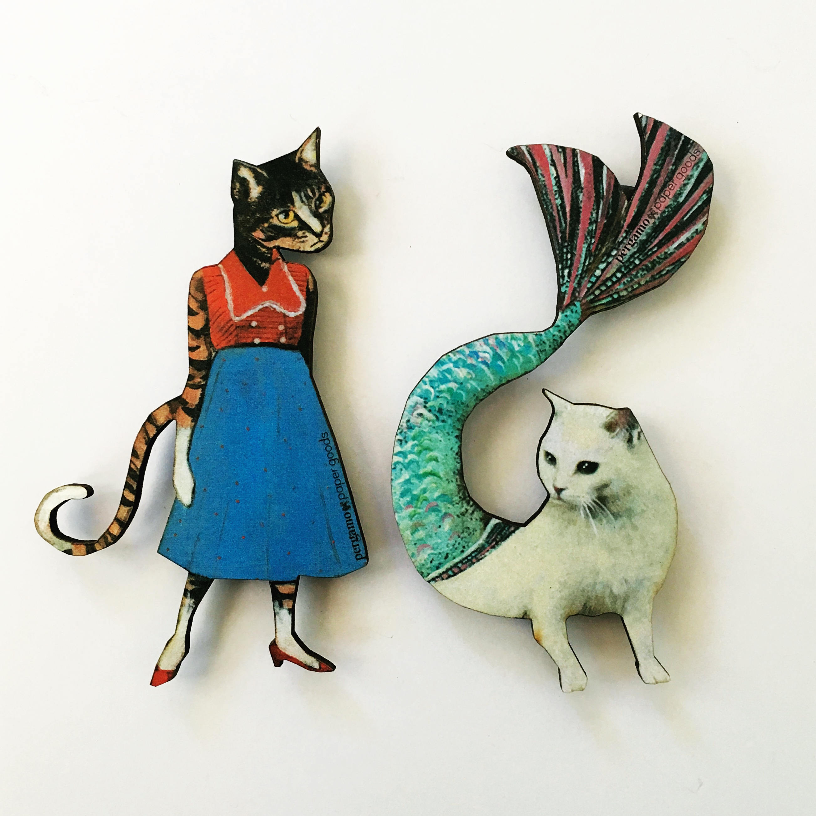 Cat Magnet Set, Mermaid Cat Refrigerator Magnets, Retro Decor ...