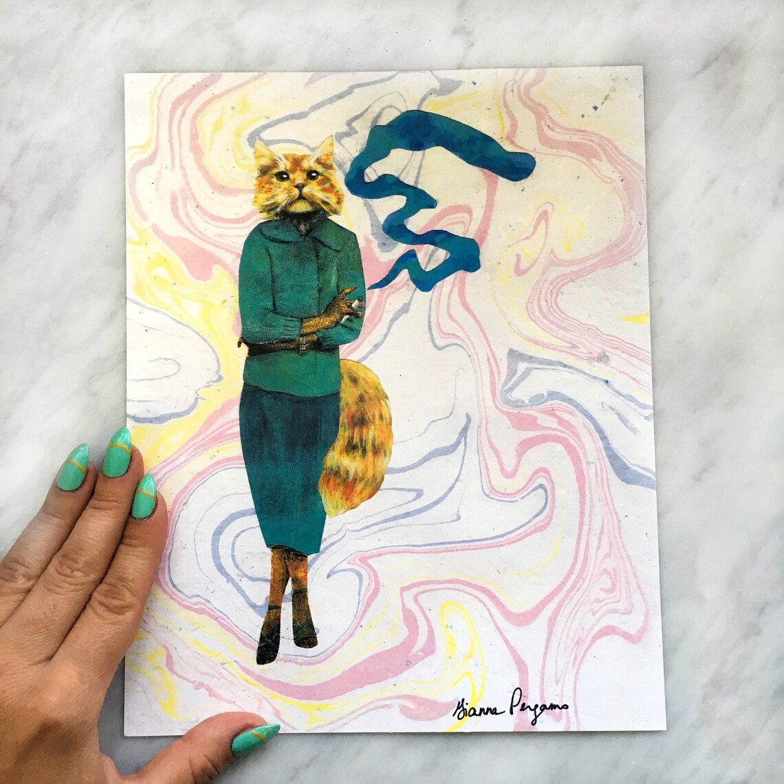 Cannabis Art Print 8x10 Weird Cat Art Cannabis Poster - Etsy