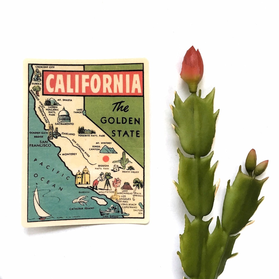 California Sticker, Vinyl Golden State Laptop Stickers, Retro ...