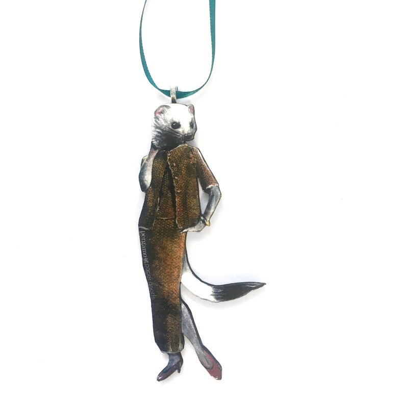 Weird Christmas Ornament, Weasel Animal Gift, Laser Cut Wood, Original ...