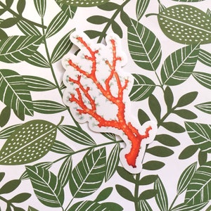 Red Coral Sticker, Vintage Botanical Vinyl Sticker Pack, Antique Sea ...