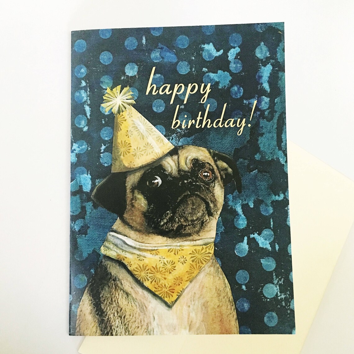 Pug Birthday Card Happy Birthday Retro Greeting Card Unique | Etsy