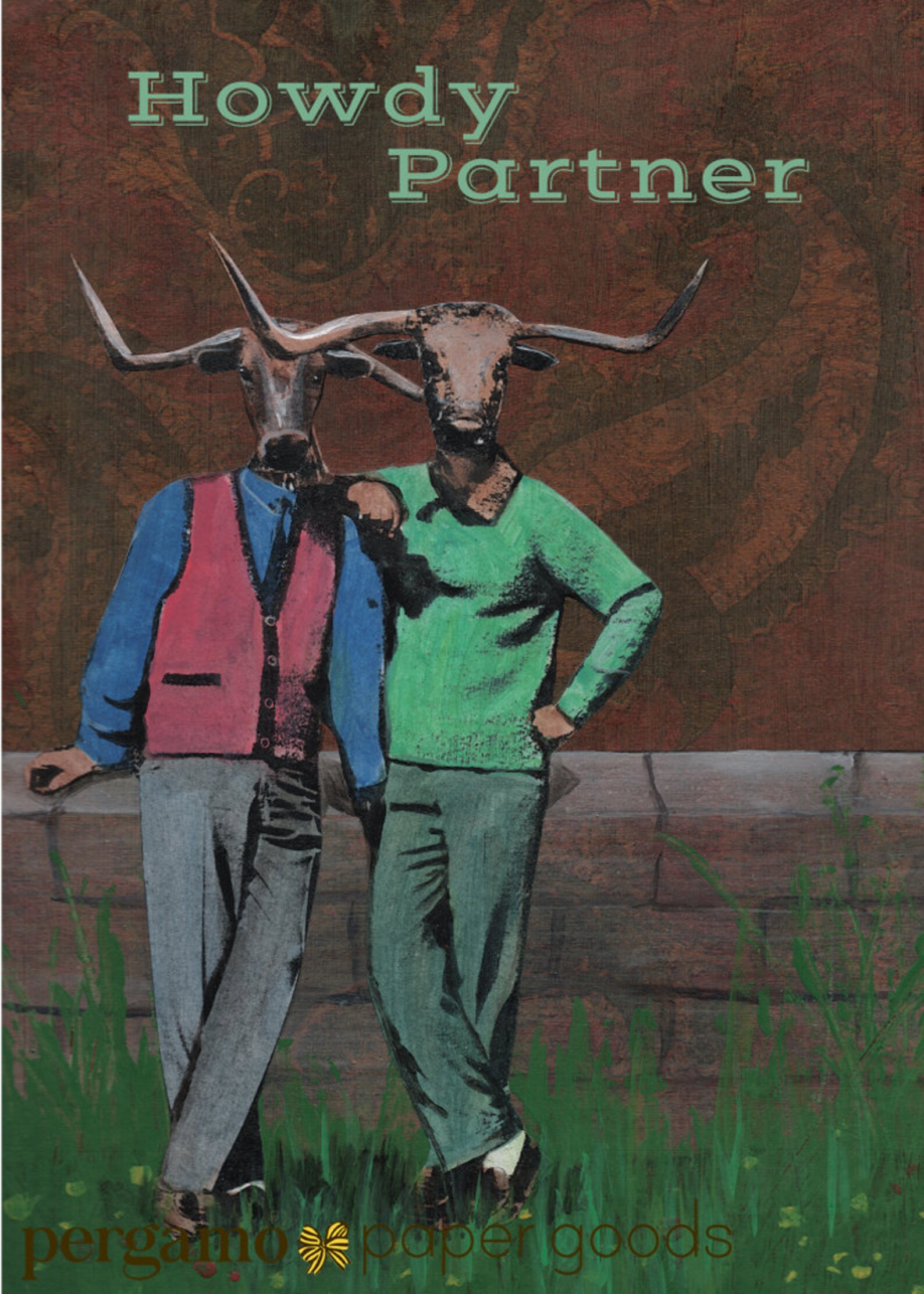 Friendship Card Cow Cards Friend Howdy Partner Steer Gay - Etsy