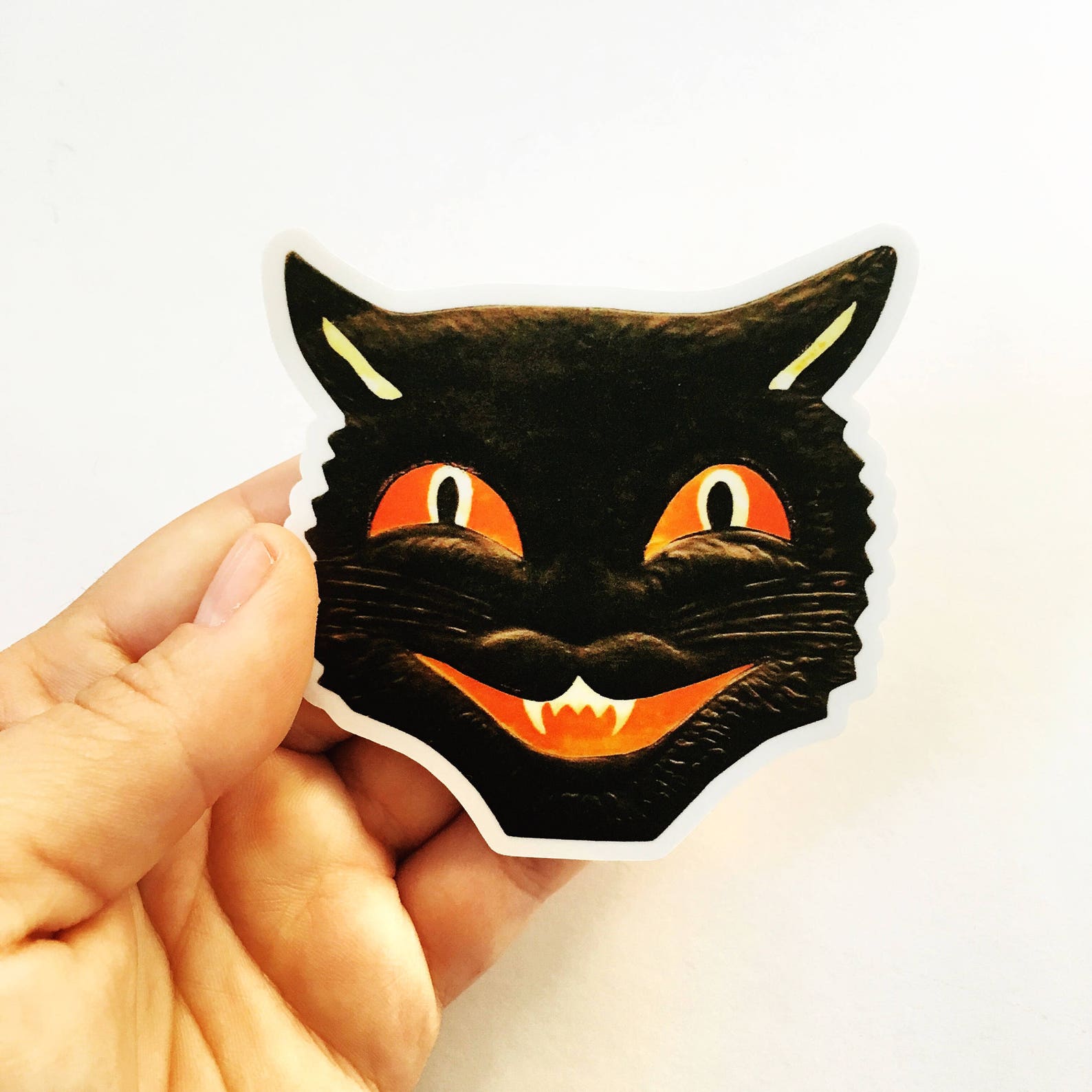 Black Cat Sticker Vintage Halloween Vinyl Stickers Creepy - Etsy