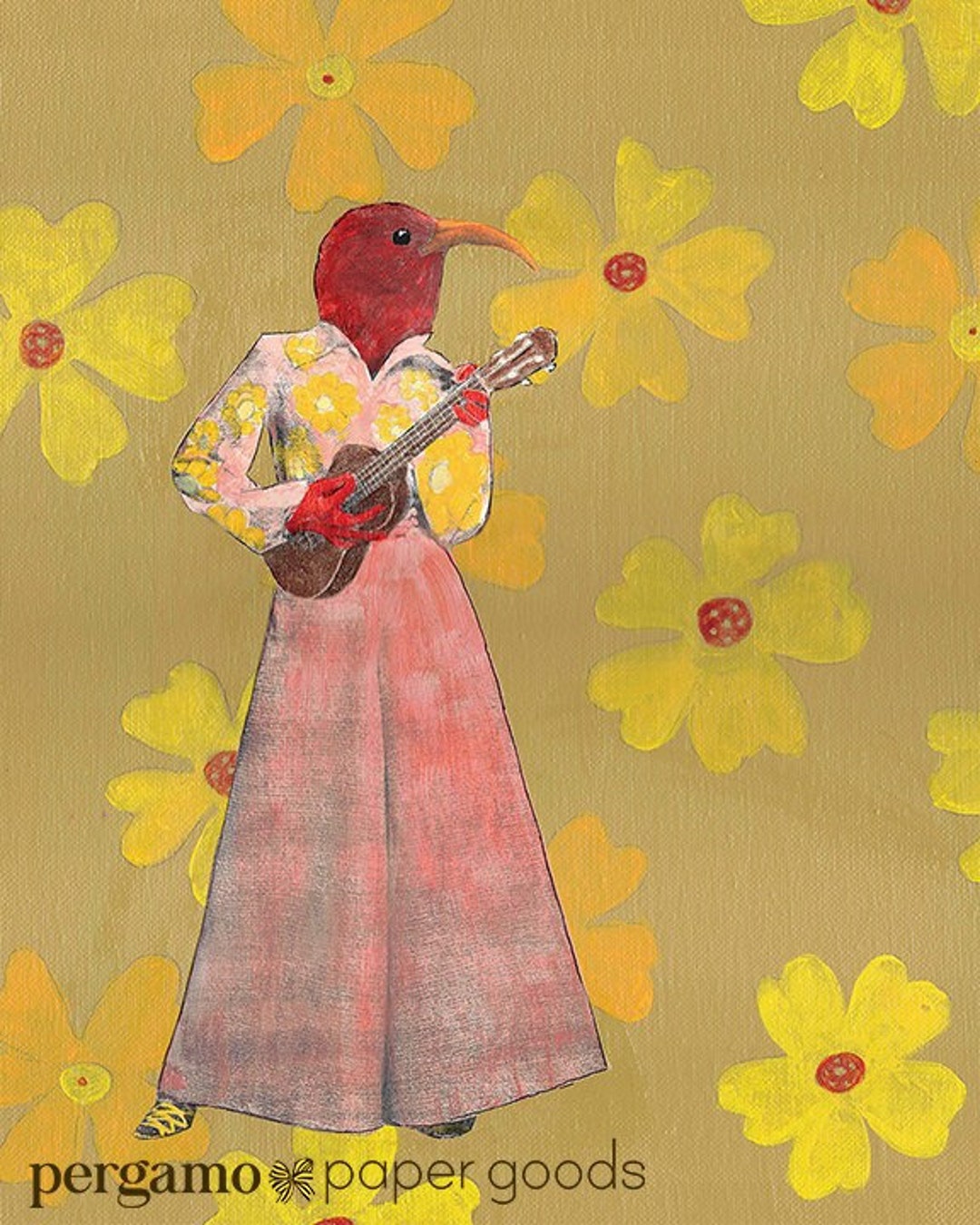 Ukulele Art Print, 8x10 Bird Wall Art, Hipster Decor, Weird Art Music ...