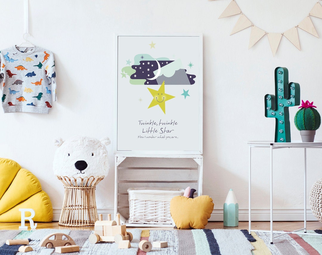 Twinkle Twinkle Little Star Poster Print, Scandi Nursery Toddler Wall ...