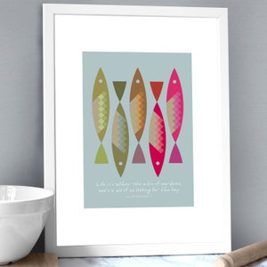 Mid Century Modern Fish Illustration Sardines Poster Print - Etsy