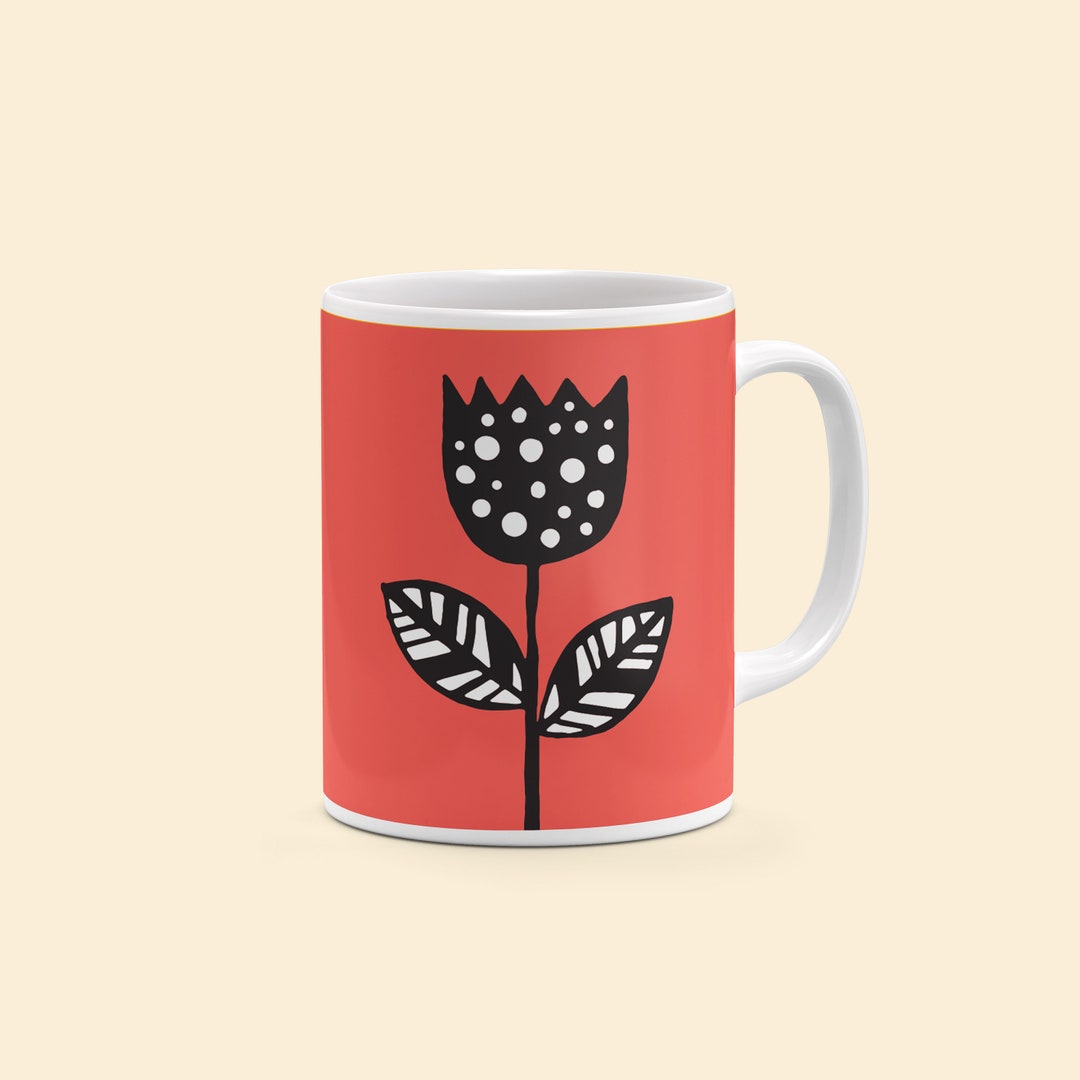 Scandinavian Folk Art Coffee Cup, Swedish Folk Art Coffee Mug, Mid ...