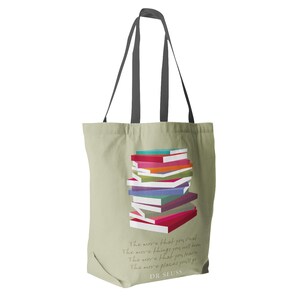 Canvas Tote Bag Stacked Books, Bibliophile Library Bag, Literary Tote ...