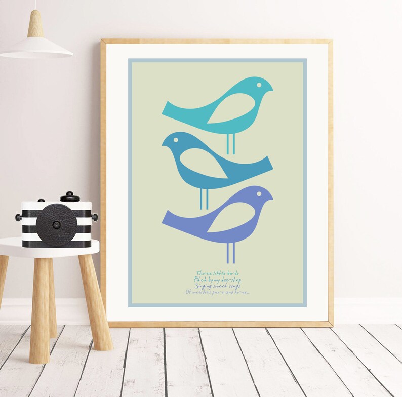 Cute Scandi Birds Print Playroom Wall art Danish Modern | Etsy