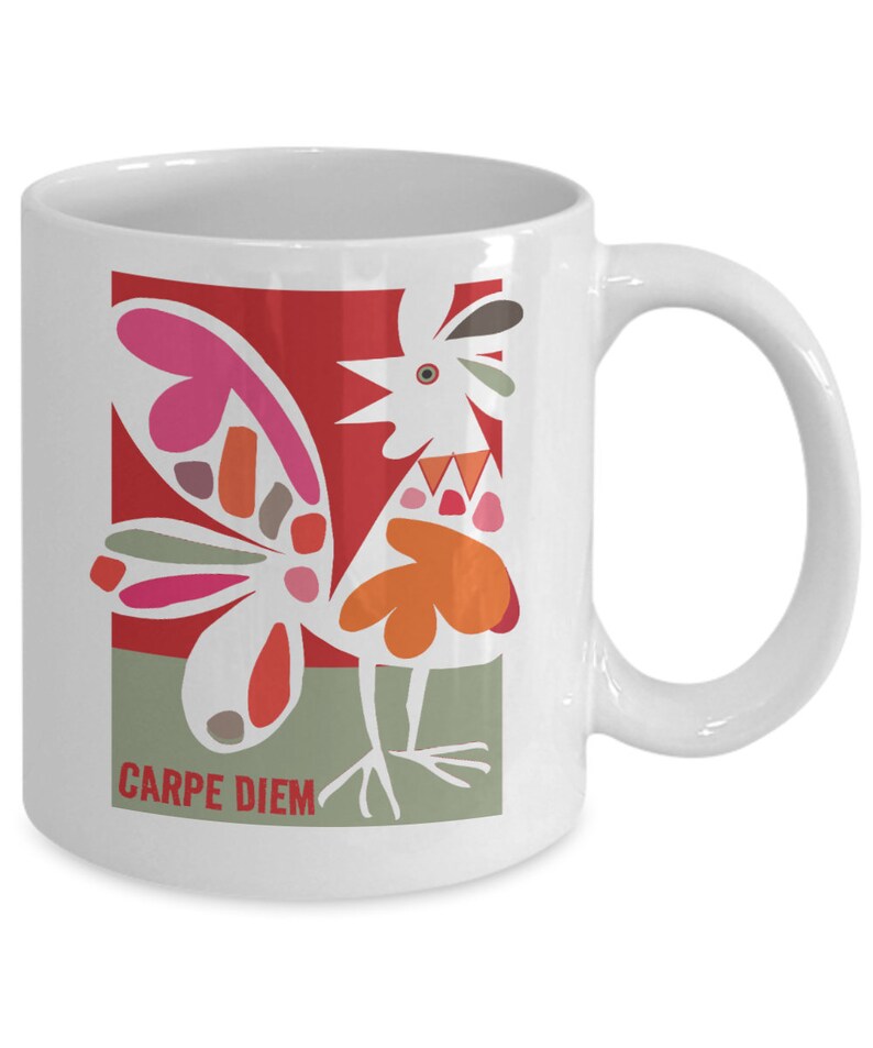 Rooster Coffee Mug Carpe Diem Inspirational Quote Coffee - Etsy