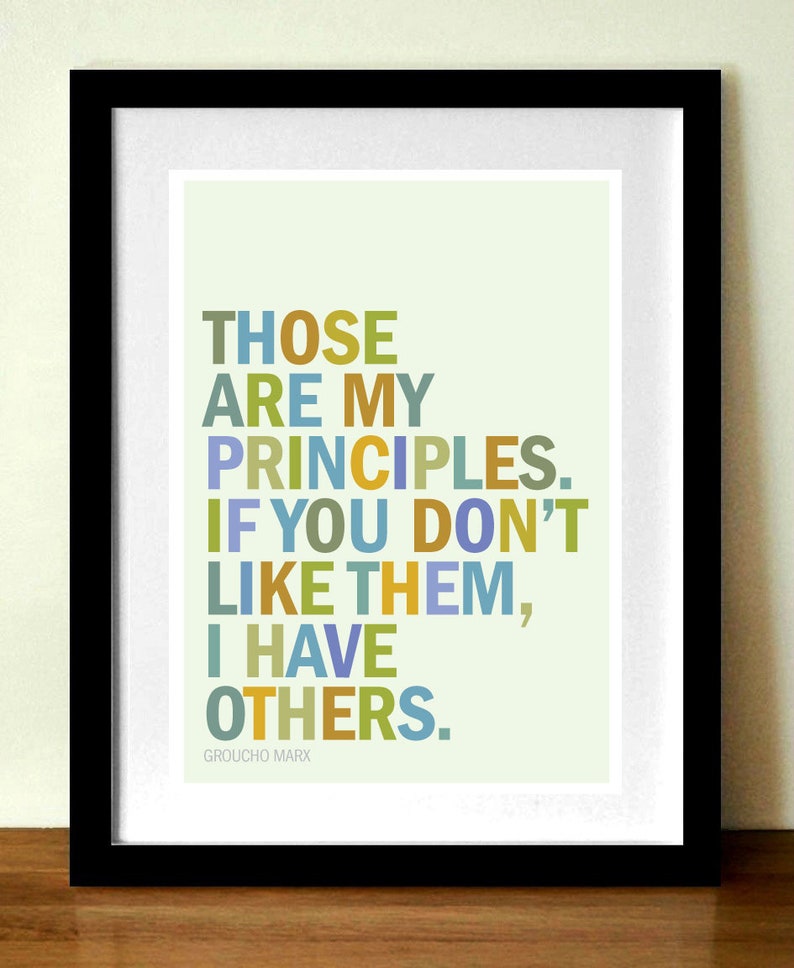 Groucho Marx Principles Typography Print Colourful Print | Etsy