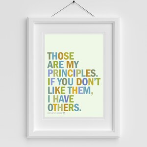 Groucho Marx Principles Typography Print, Colourful Print College Dorm ...