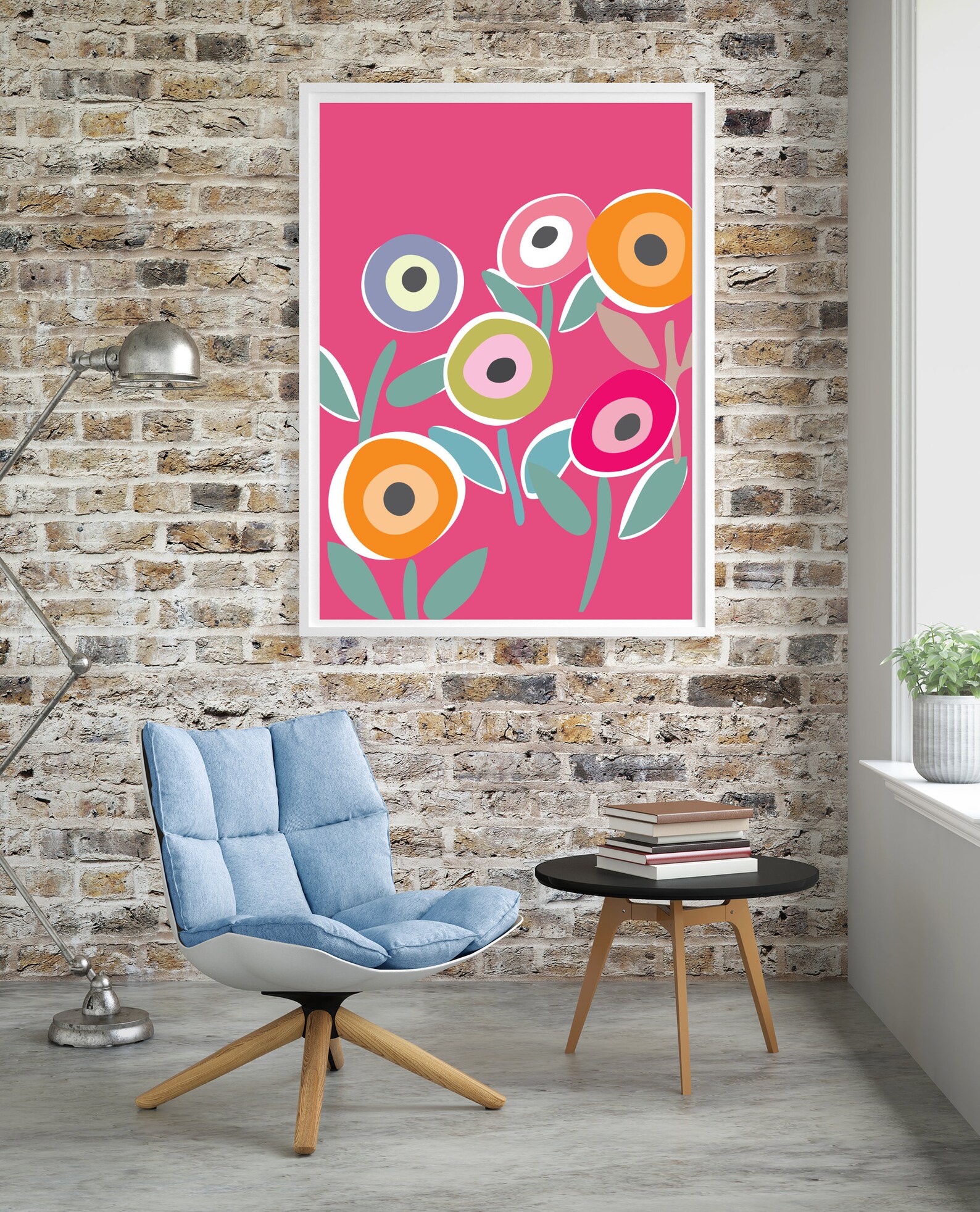 Abstract Pink Flower art PrintPop Art Floral Print Living | Etsy