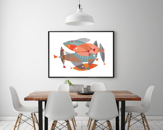 Fish Wall Art Poster Print Trending Home Decor Foodie Gift - Etsy