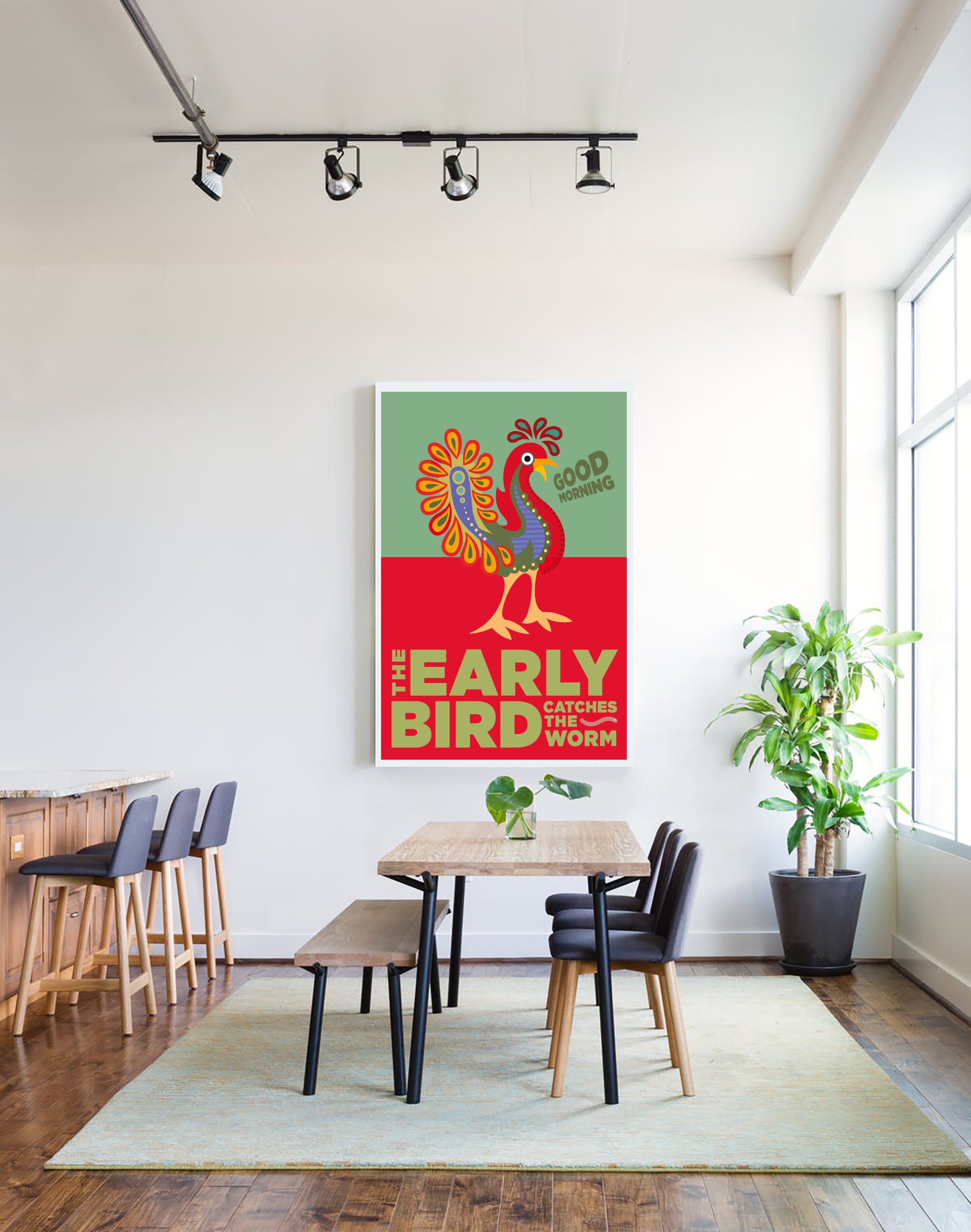 Early Bird Russian Cockerel Chicken Print Good Morning | Etsy