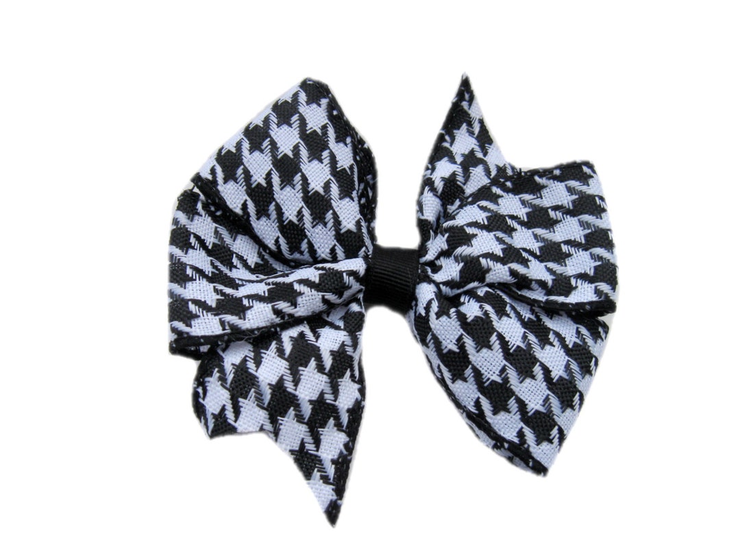 Houndstooth Hair Bow, Black and White Hair Bow Girls Hairbow - Etsy