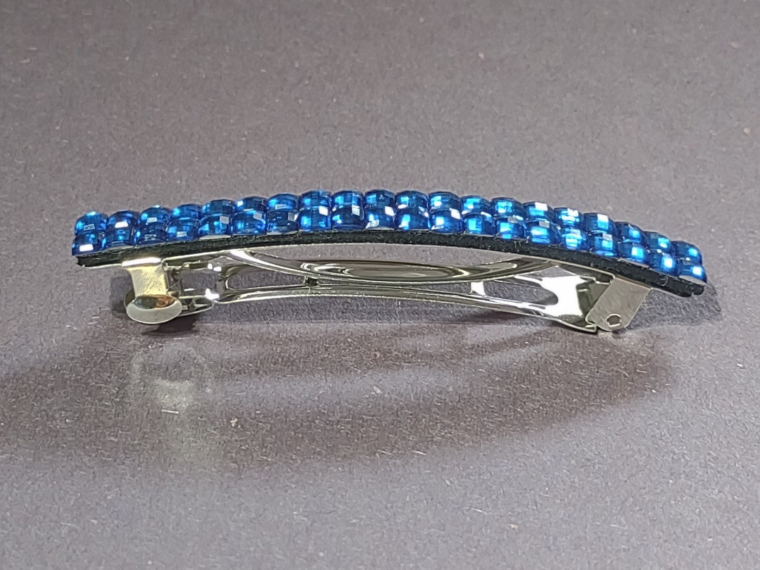 Sparkling Blue Barrette, Rhinestone Hair Clip, Blue Hair Accessories ...