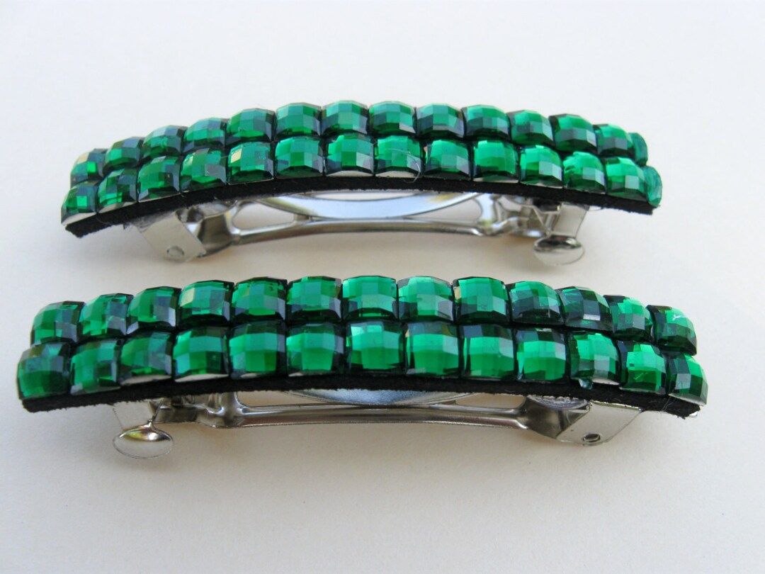 Green Hair Barrette, French Barrette, Girls Hair Clips, Hair Accessory ...
