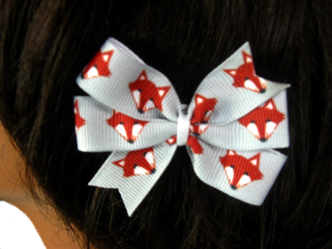 Red Fox Pigtail Bows, 2 Fox Hair Bow, Pigtail Set, Small Piggy Tail ...
