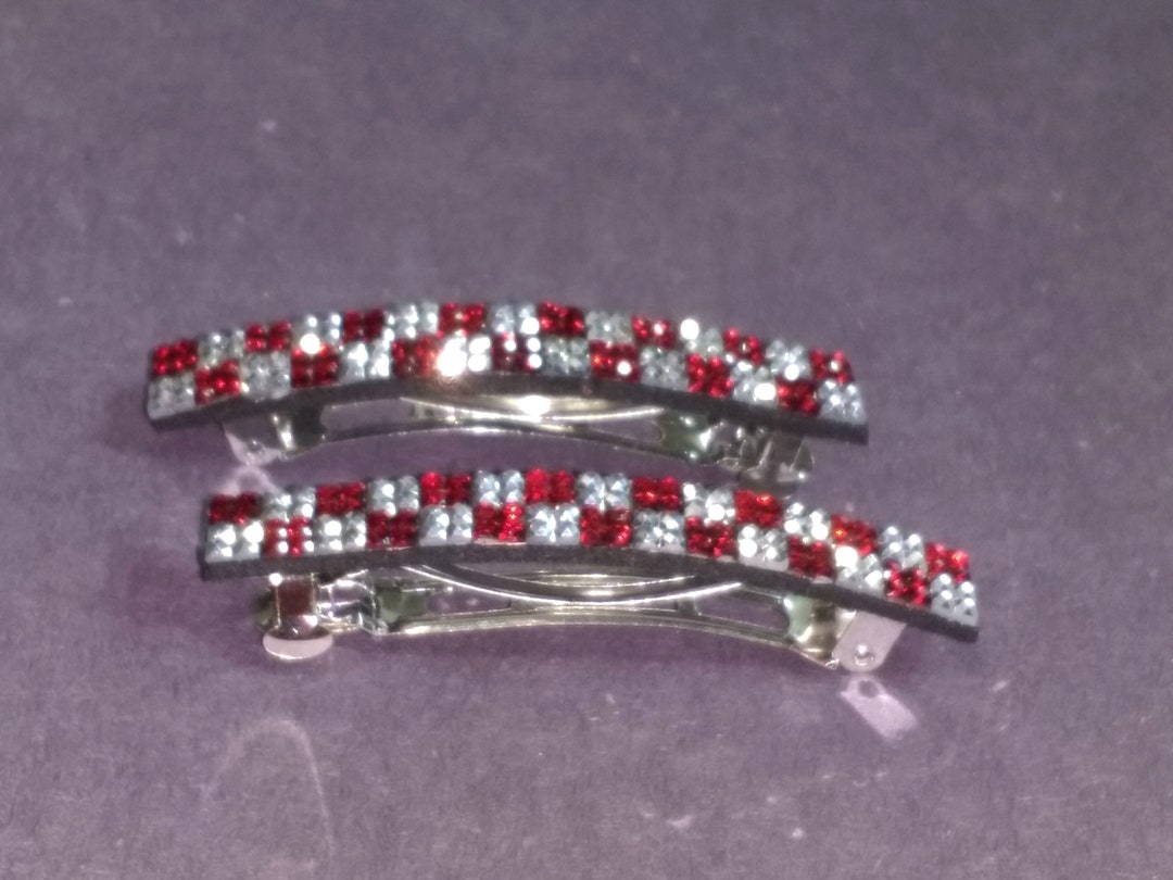 Silver and Red Hair Barrettes Hair Accessories for Women, Teens ...