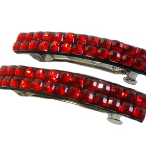 Red Barrettes, Red Hair Clips, Handmade Red Hair Accessories, French ...