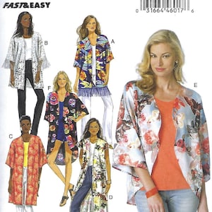 Butterick B6176 Sewing Pattern for Misses Open Front Kimono Jacket ...