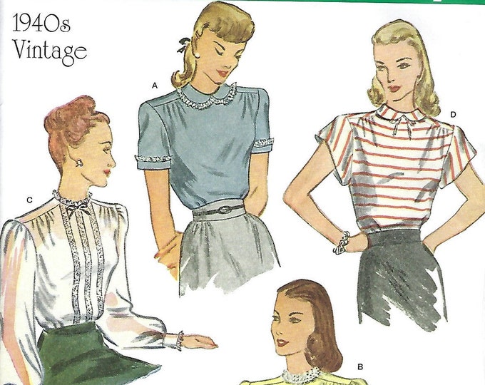 Simplicity 8736 40s Retro Blouses Sewing Pattern, UNCUT - Etsy