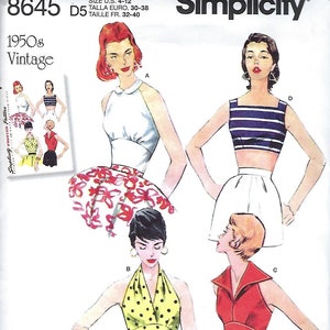 Simplicity 8645 Sewing Pattern for Misses Vintage Tops, SZ 4-12 or 14 ...