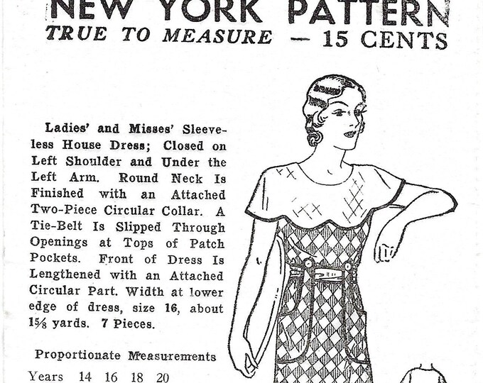 Style 4165, Dress Sewing Pattern, Vested 1930s, Bust 38, Factory Folded ...